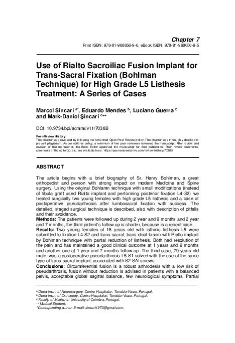 (PDF) Use of Rialto Sacroiliac Fusion Implant for Trans-Sacral Fixation ...