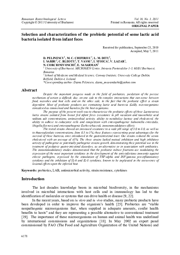 (PDF) Selection and characterization of the probiotic potential of some ...
