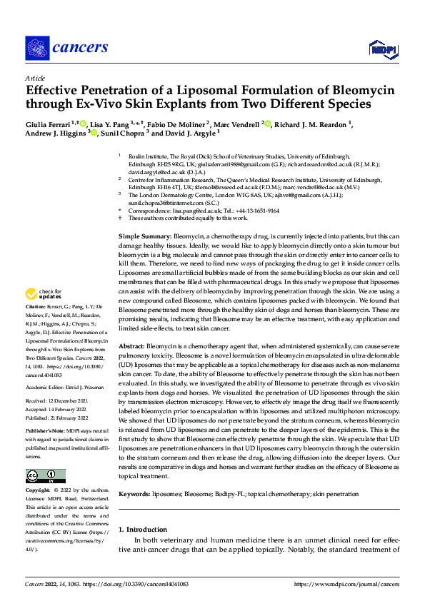 (PDF) Effective Penetration of a Liposomal Formulation of Bleomycin ...