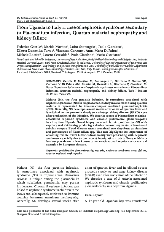 (PDF) From uganda to italy: a case of nephrotic syndrome secondary to ...