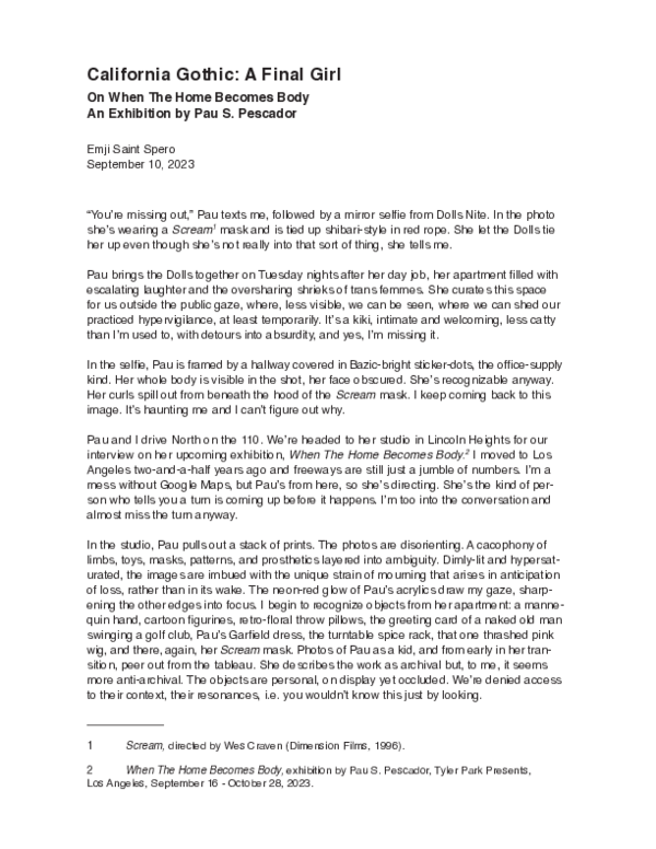 (PDF) California Gothic: A Final Girl On When The Home Becomes Body An ...