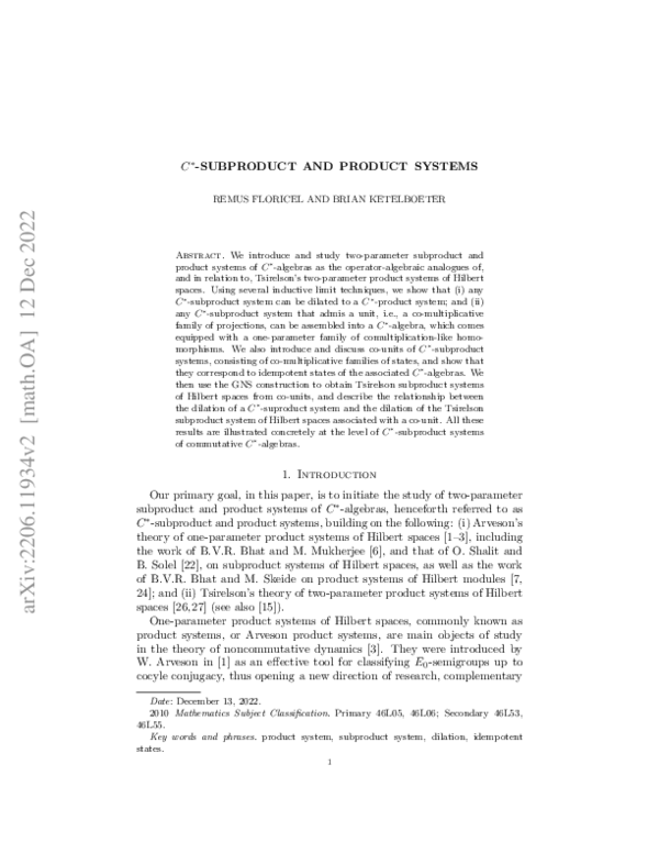 (PDF) C⁎-subproduct and product systems