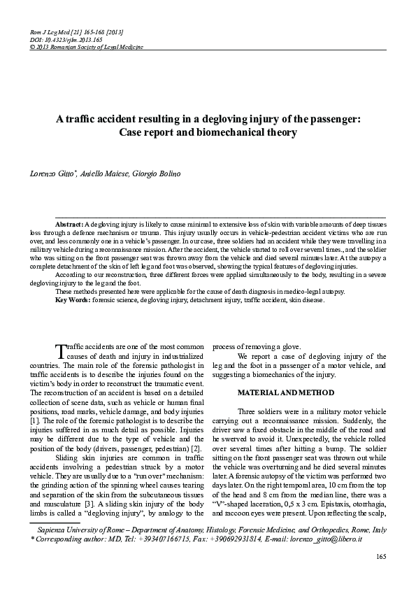 (PDF) A traffic accident resulting in a degloving injury of the ...