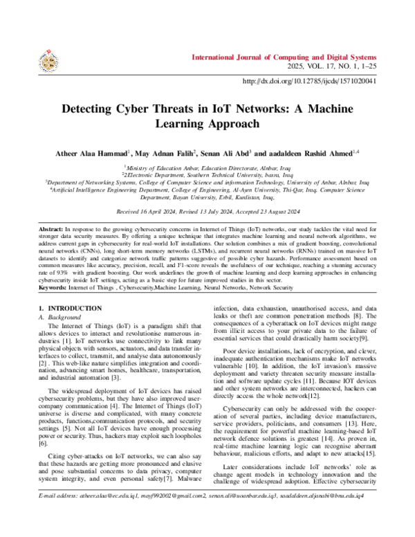 (PDF) Detecting Cyber Threats in IoT Networks: A Machine Learning Approach
