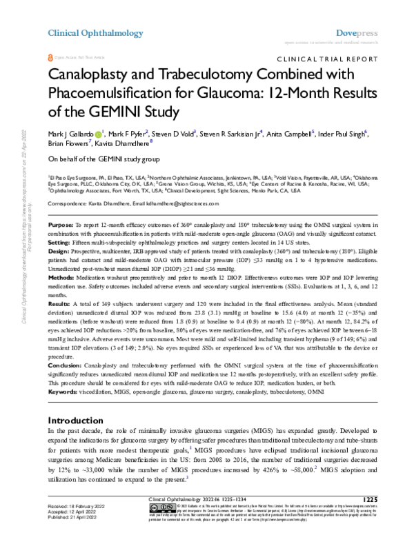 (PDF) Canaloplasty and Trabeculotomy Combined with Phacoemulsification ...