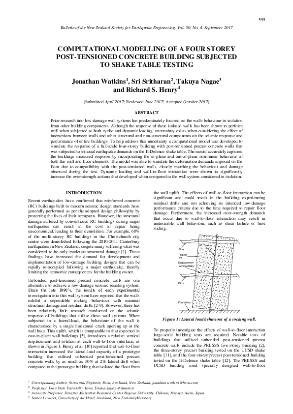 (PDF) Computational modelling of a four storey post-tensioned concrete ...