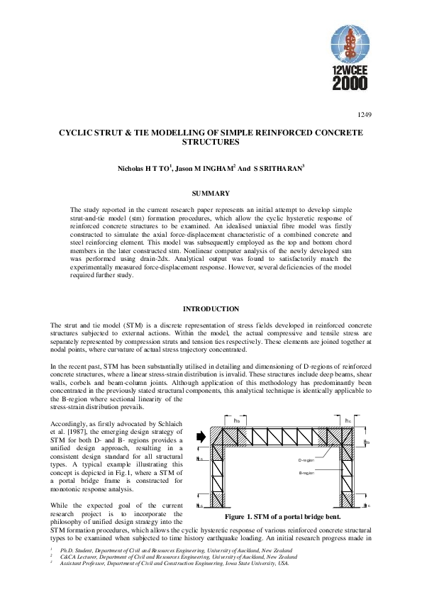 (PDF) Cyclic strut & tie modelling of simple reinforced concrete structures