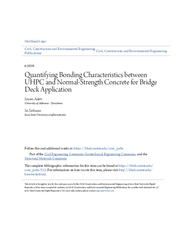(PDF) Quantifying Bonding Characteristics between UHPC and Normal-Strength Concrete for Bridge ...