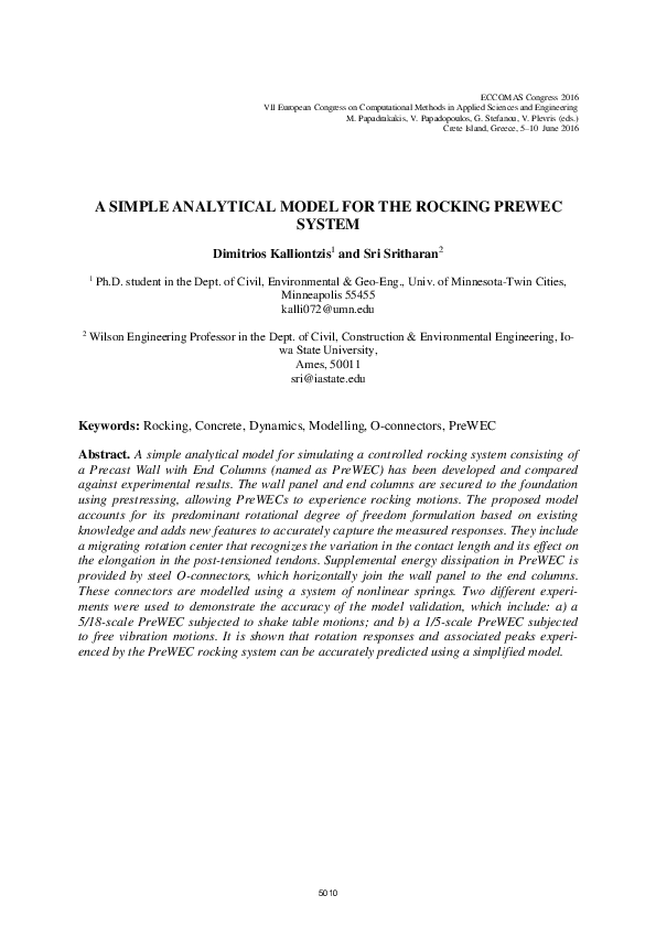 (PDF) A Simple Analytical Model for the Rocking Prewec System