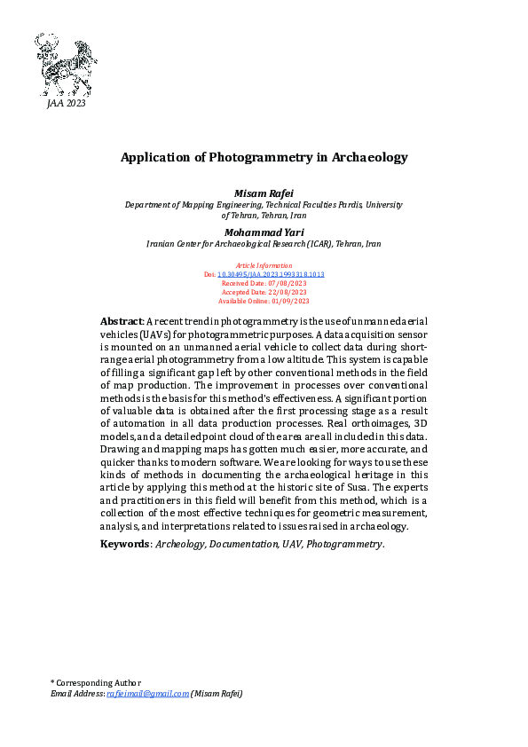 (PDF) Application of Photogrammetry in Archaeology