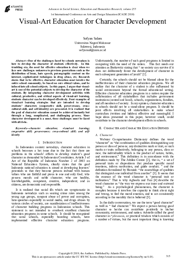 (PDF) Visual-Art Education for Character Development