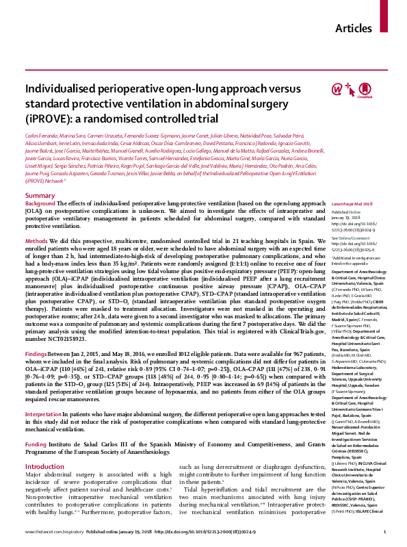 (PDF) Individualised perioperative open-lung approach versus standard ...