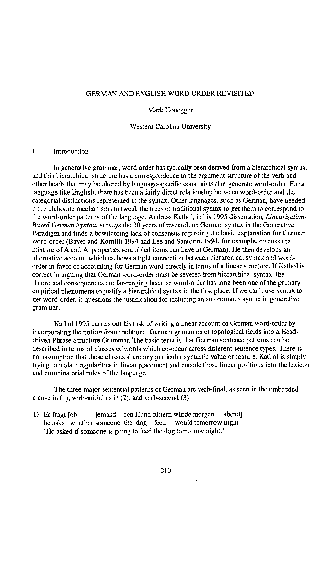 (PDF) German and English Word-Order Revisited