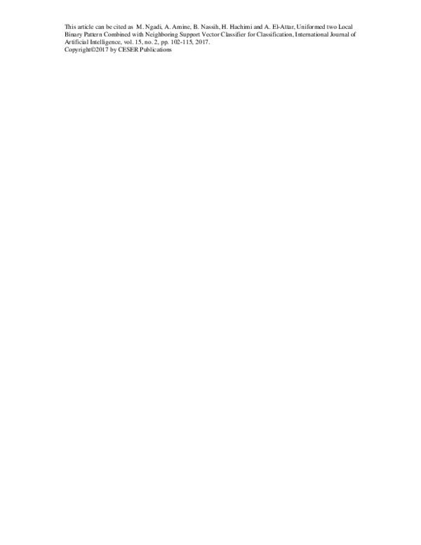 Pdf Uniformed Two Local Binary Pattern Combined With Neighboring Support Vector Classifier For