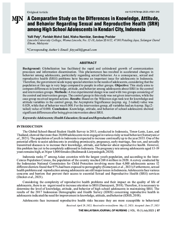 (PDF) A Comparative Study on the Differences in Knowledge, Attitude, and Behavior Regarding ...