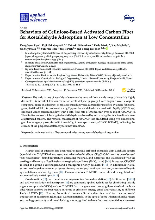 (PDF) Behaviors of Cellulose-Based Activated Carbon Fiber for ...