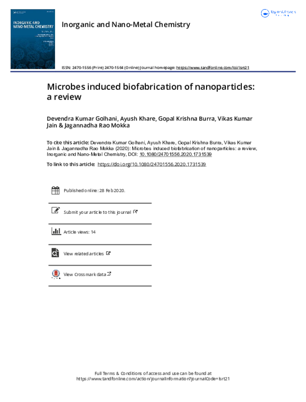 (PDF) Microbes induced biofabrication of nanoparticles: a review