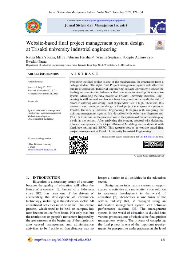 (PDF) Website-based final project management system design at Trisakti ...