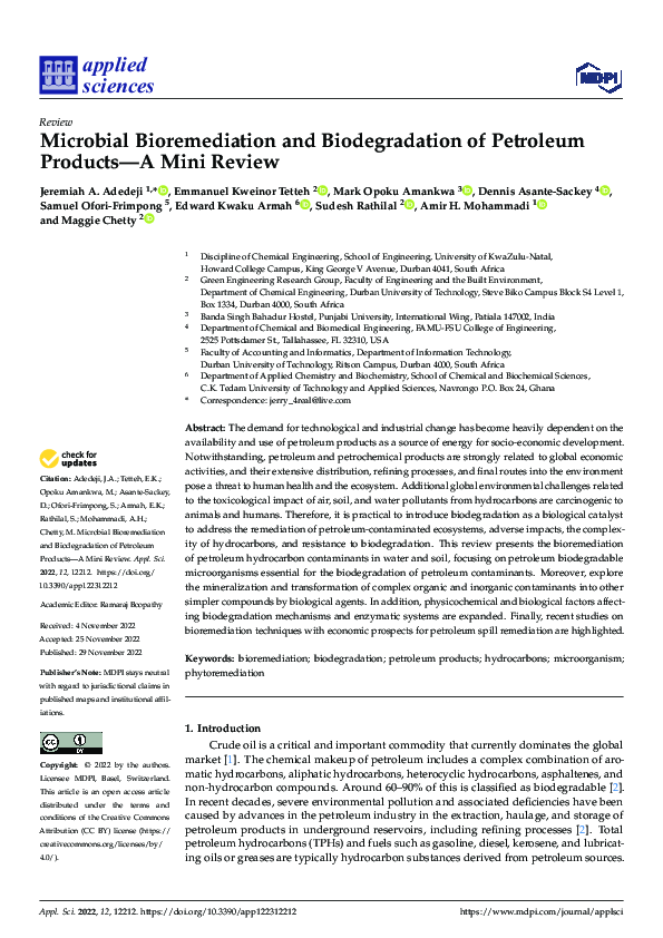 (PDF) Microbial Bioremediation and Biodegradation of Petroleum Products—A Mini Review