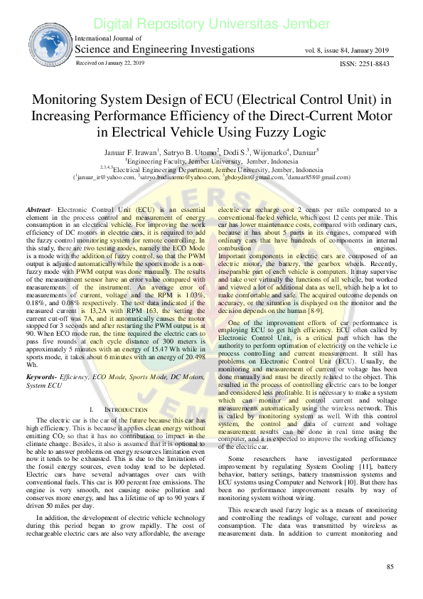(PDF) Monitoring System Design of ECU (Electrical Control Unit) in ...