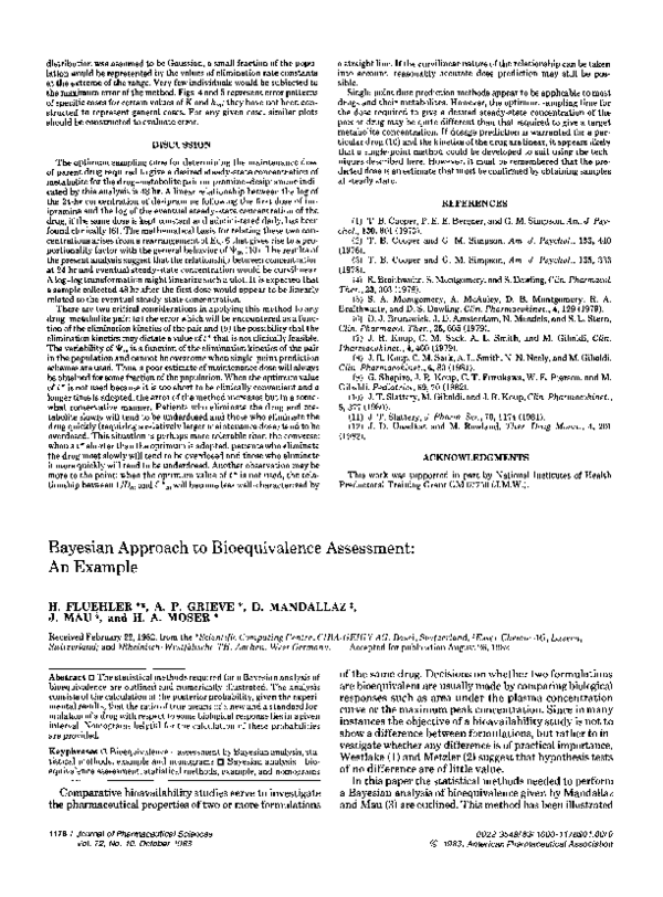 (PDF) Bayesian Approach to Bioequivalence Assessment: An Example