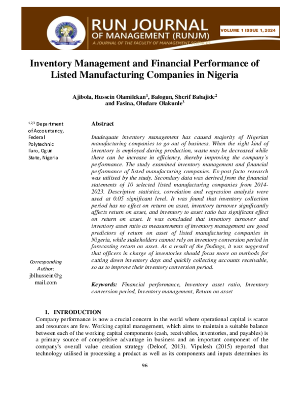 (PDF) Inventory Management and Financial Performance of Listed ...