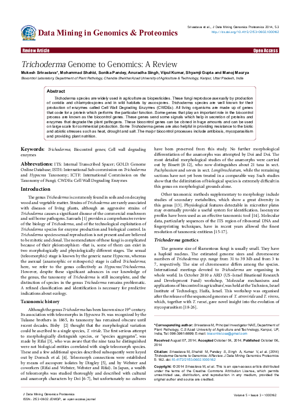 (PDF) Trichoderma Genome to Genomics: A Review
