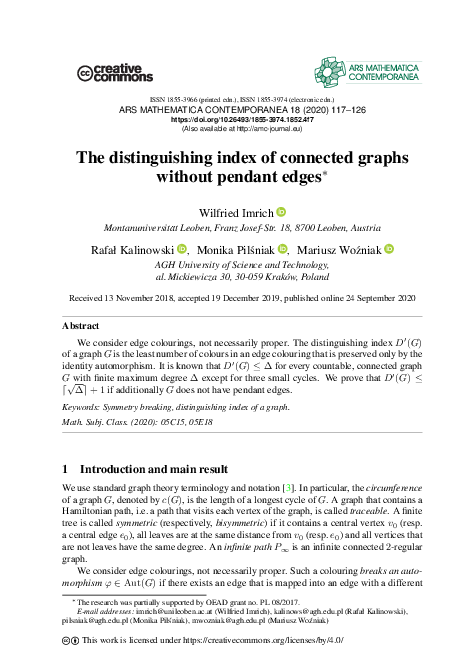 (PDF) The distinguishing index of connected graphs without pendant edges