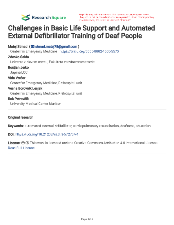 (PDF) Challenges in Basic Life Support and Automated External ...