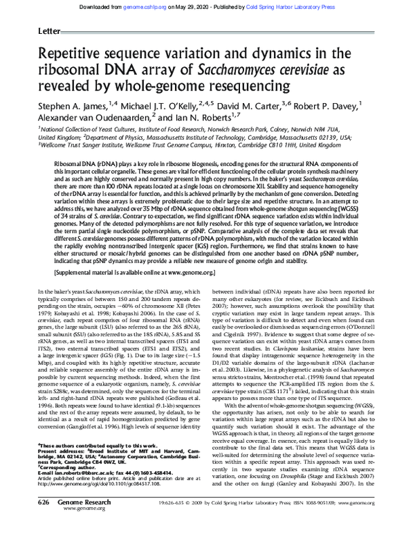 (PDF) Repetitive sequence variation and dynamics in the ribosomal DNA ...