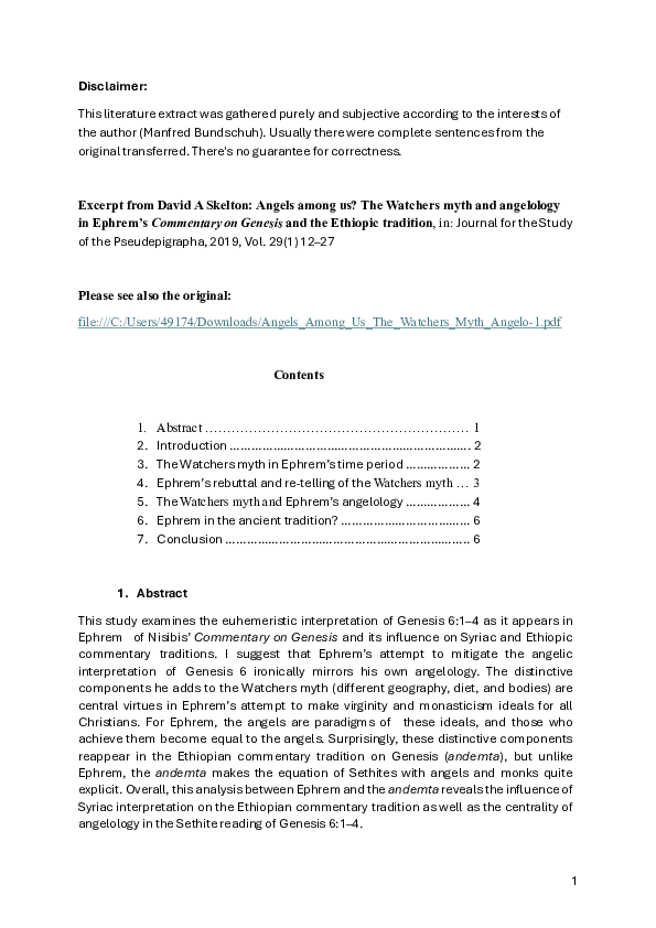 (PDF) Excerpt from David A Skelton: Angels among us? The Watchers myth and angelology in Ephrem ...