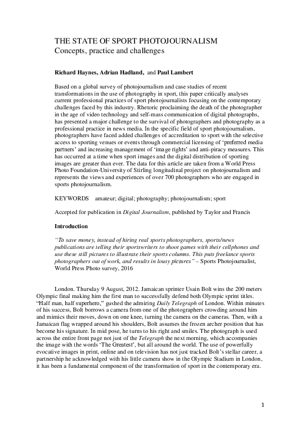 (PDF) The State Of Sport Photojournalism