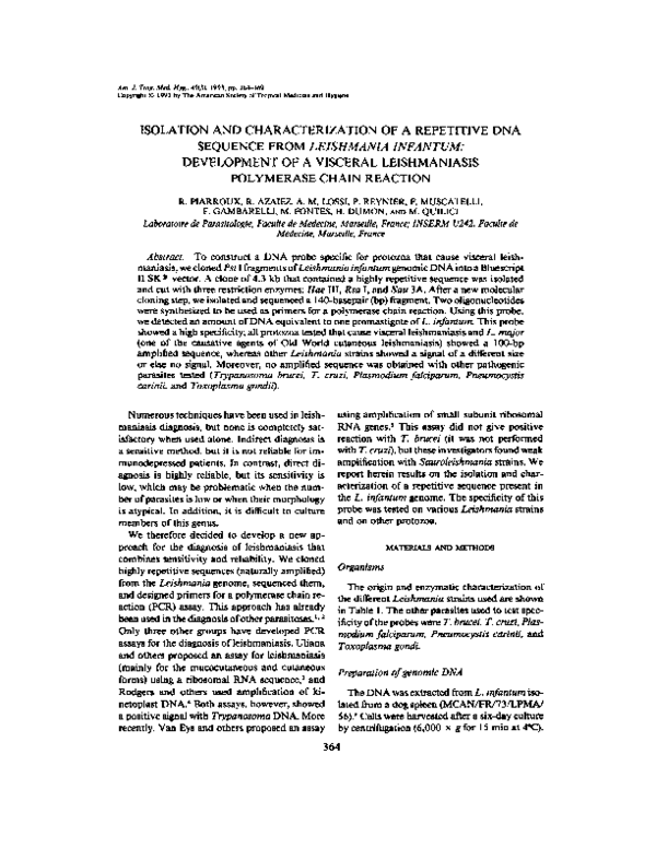 (PDF) Isolation and Characterization of a Repetitive DNA Sequence from Leishmania infantum ...