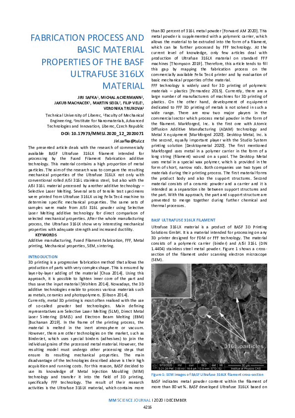 (PDF) Fabrication Process and Basic Material Properties of the Basf ...