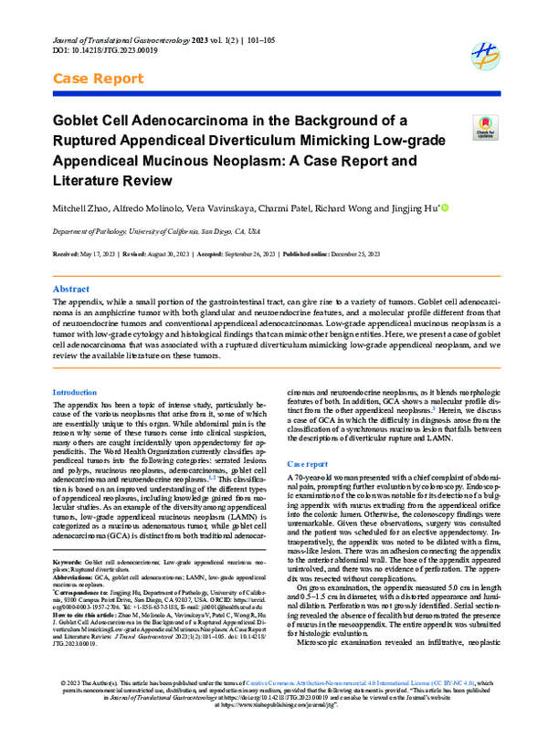 (PDF) Goblet Cell Adenocarcinoma in the Background of a Ruptured ...