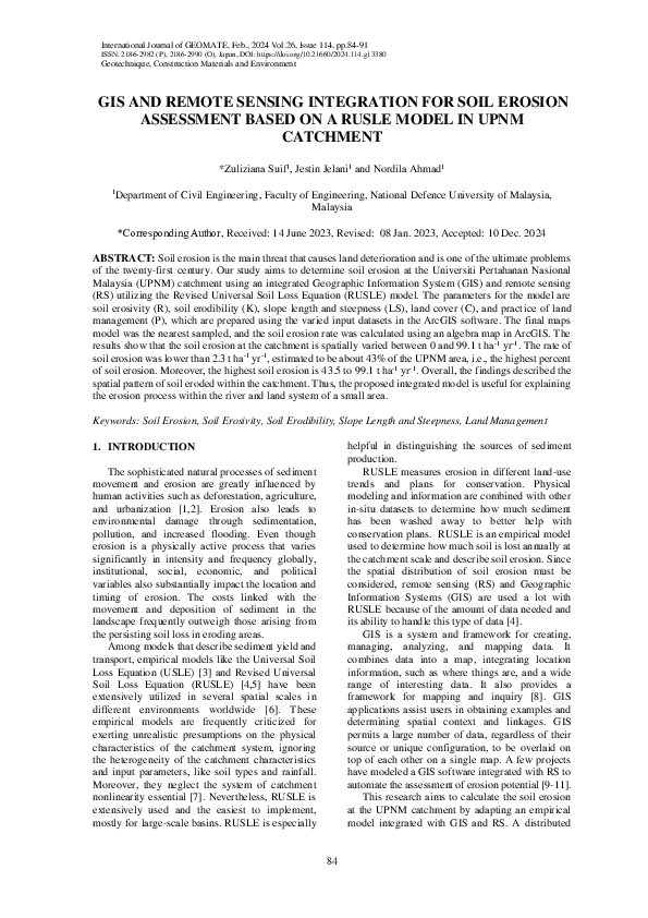 (PDF) Gis and Remote Sensing Integration for Soil Erosion Assessment Based on a Rusle Model in ...