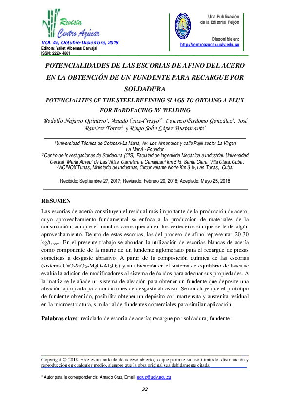 (PDF) Potencialidades de las escorias de afino del acero en la ...