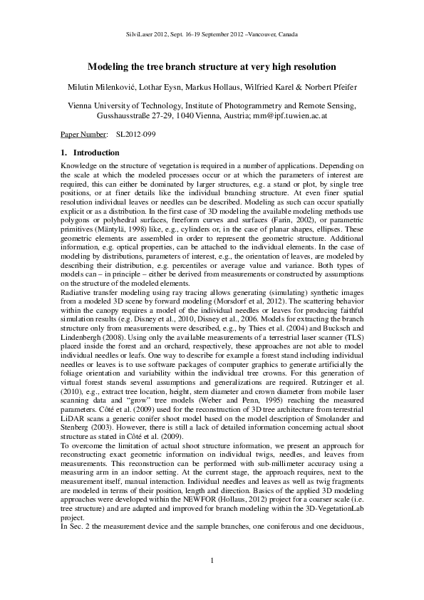(PDF) Modeling the tree branch structure at very high resolution