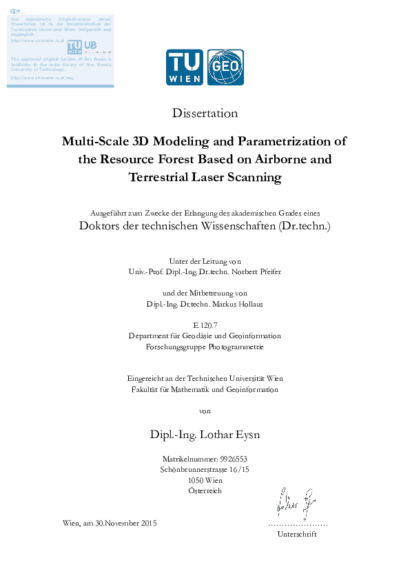 (PDF) Multi-Scale 3D Modeling and Parametrization of the Resource Forest Based on Airborne and ...