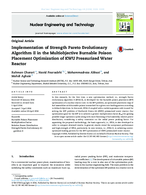 (PDF) Implementation of Strength Pareto Evolutionary Algorithm II in the Multiobjective Burnable ...