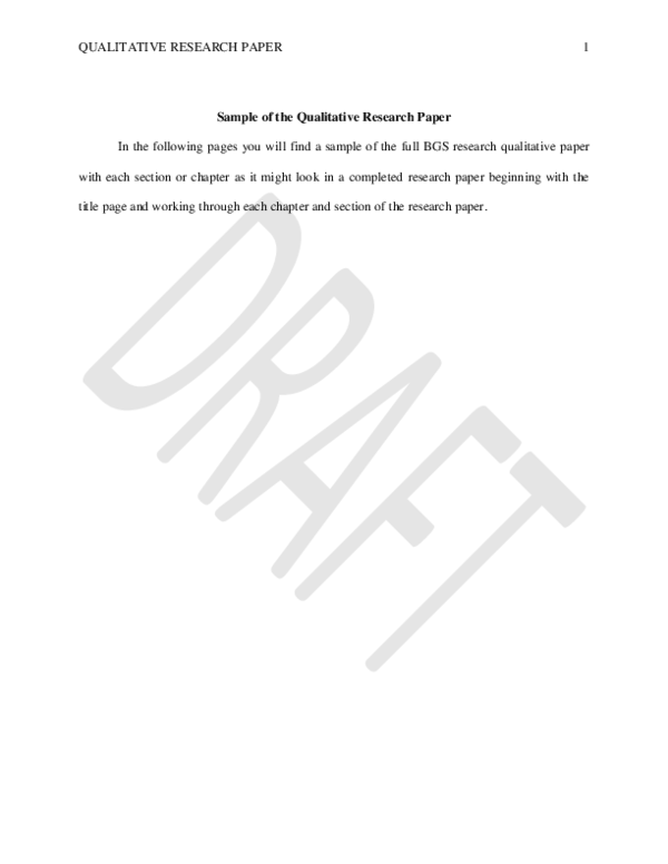 (PDF) Sample of the Qualitative Research Paper In the following pages ...