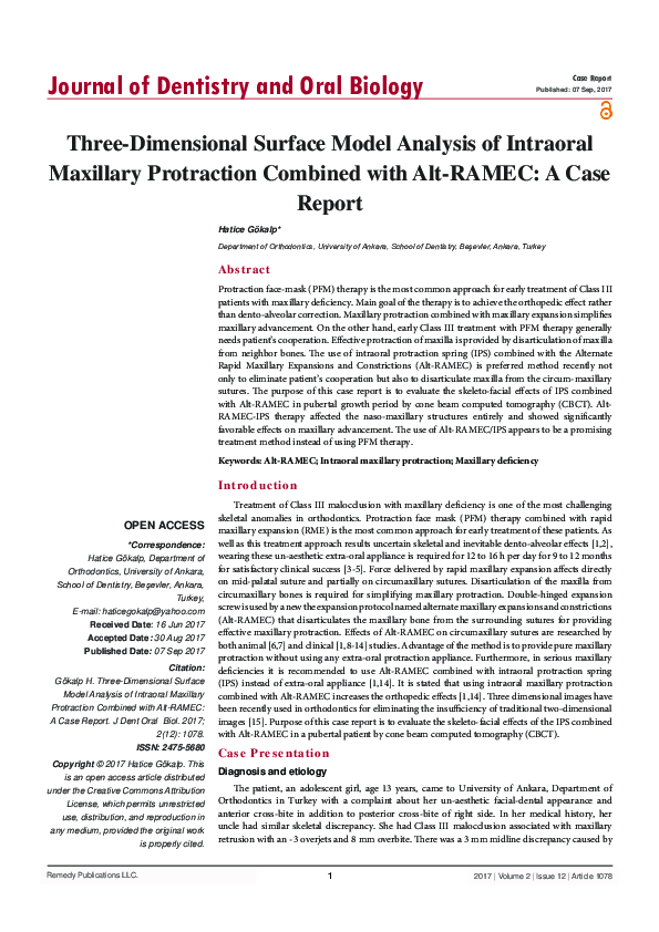 (PDF) Three-Dimensional Surface Model Analysis of Intraoral Maxillary Protraction Combined with ...