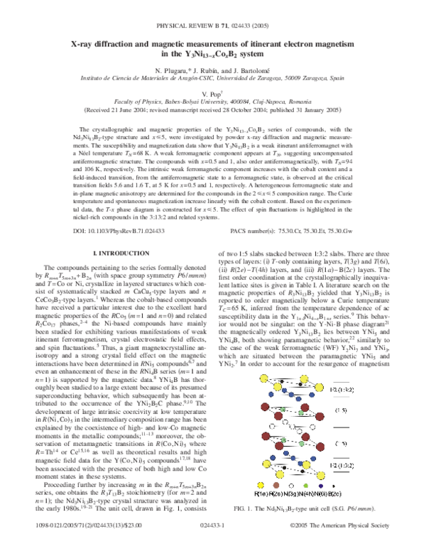(PDF) X-ray diffraction and magnetic measurements of itinerant electron ...