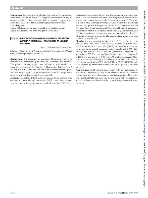 (PDF) G250(P) What is the Demography of Children Presenting with No ...