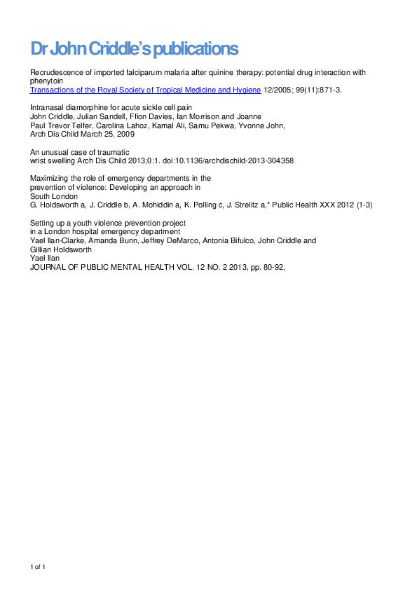 (PDF) Intranasal diamorphine for acute sickle cell pain