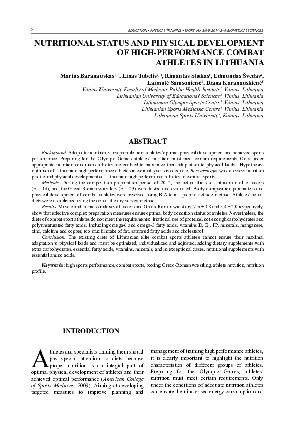 (PDF) Nutritional Status and Physical Development of High-Performance ...