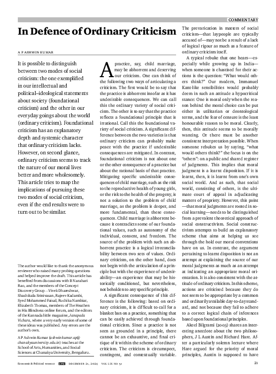 (PDF) In Defence of Ordinary Criticism