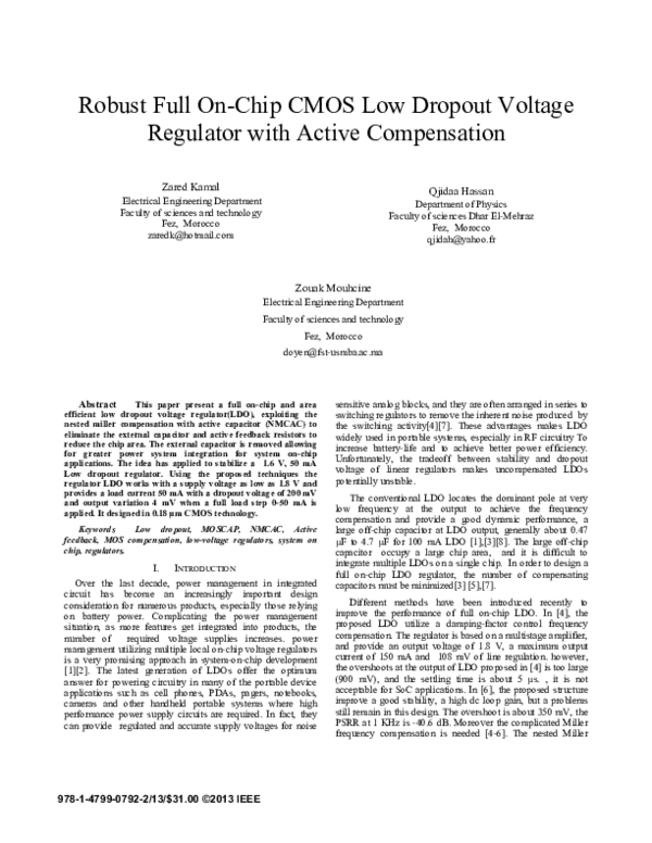 (PDF) Robust full on-chip CMOS low dropout voltage regulator with ...
