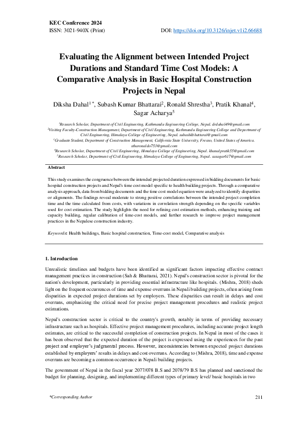 (PDF) Evaluating the Alignment between Intended Project Durations and Standard Time Cost Models ...