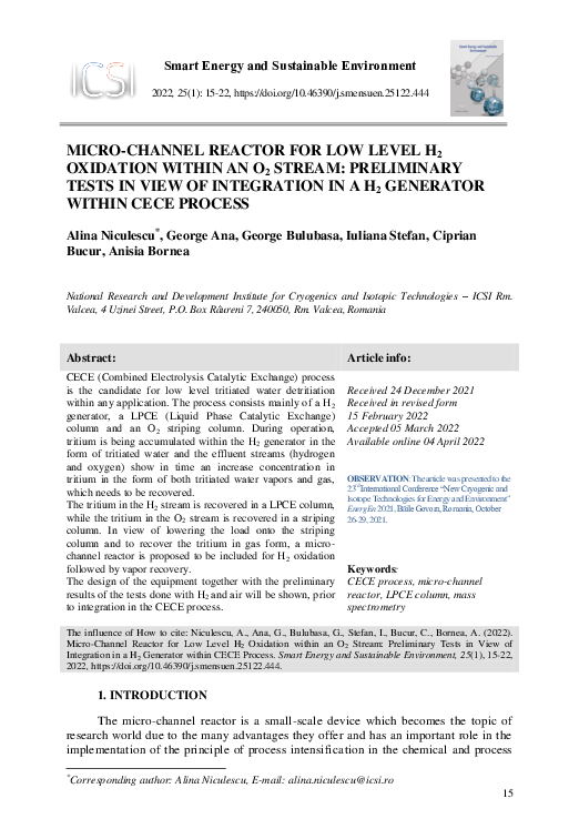 (PDF) Micro-Channel Reactor for Low Level H2 Oxidation Within an O2 ...